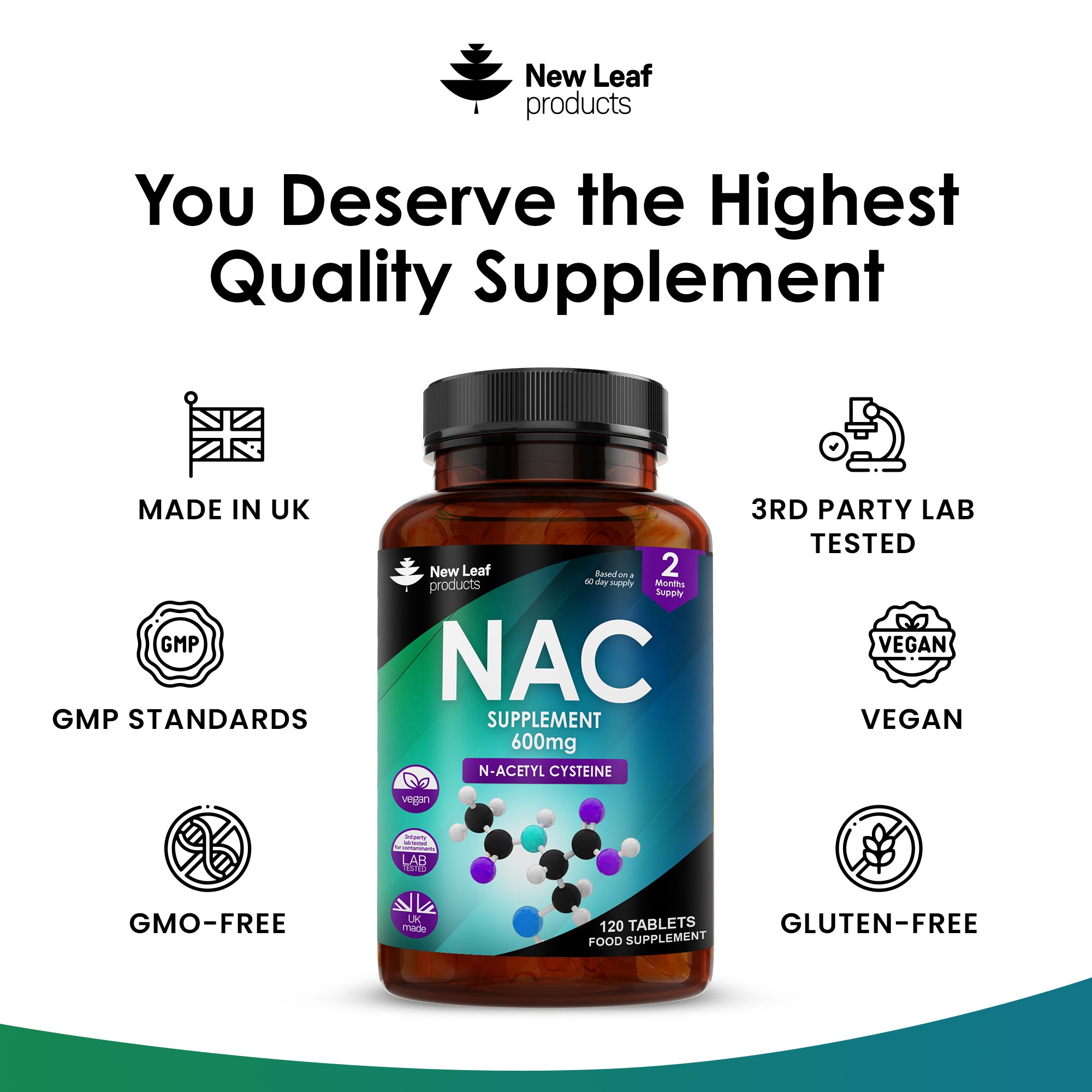 NAC N-Acetyl-Cysteine 600mg - Nutritional Supplements 120 NAC Tablets ...