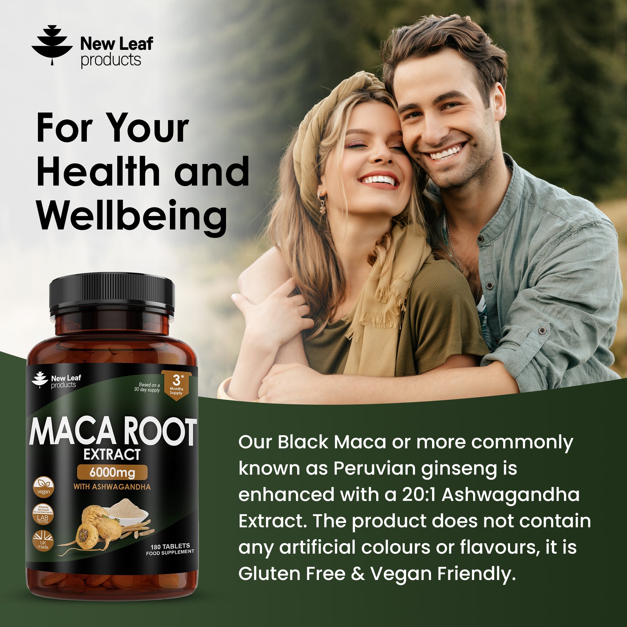 Maca Root 6000mg With Ashwagandha – 100% Peruvian Black Maca Root 180 ...