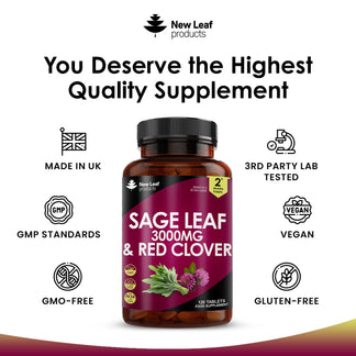 Sage Leaf Red Clover Tablets | New Leaf Supplements – New Leaf Products
